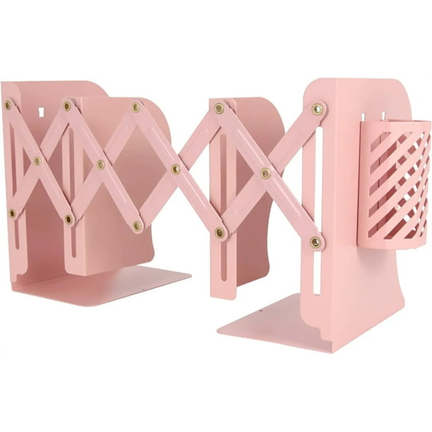 NOGIS Adjustable Bookends - Metal Book End Holder with Removable Pen ...