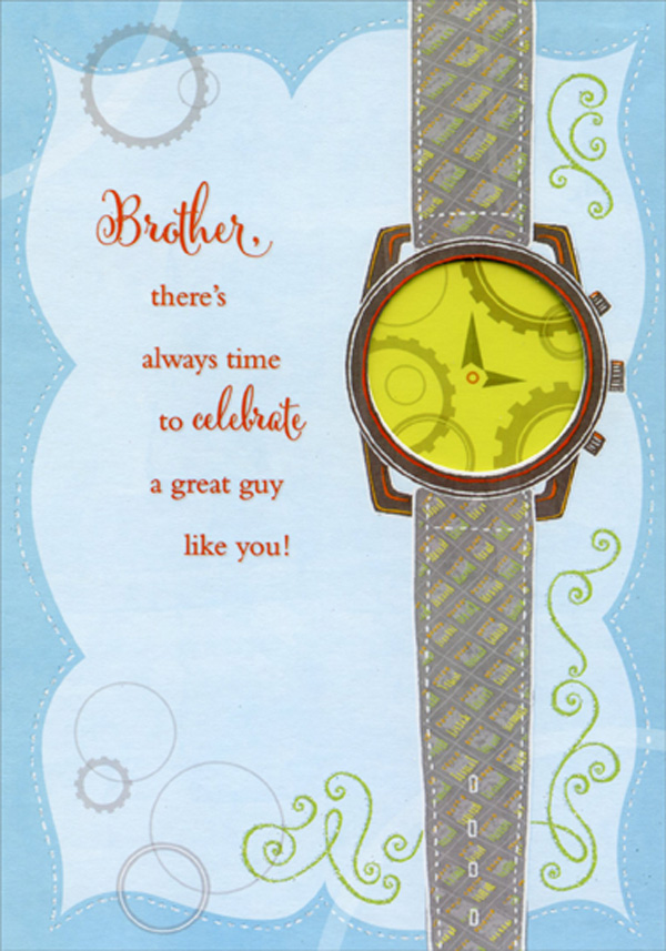 Designer Greetings Wrist Watch with Die Cut Yellow Window Birthday Card ...