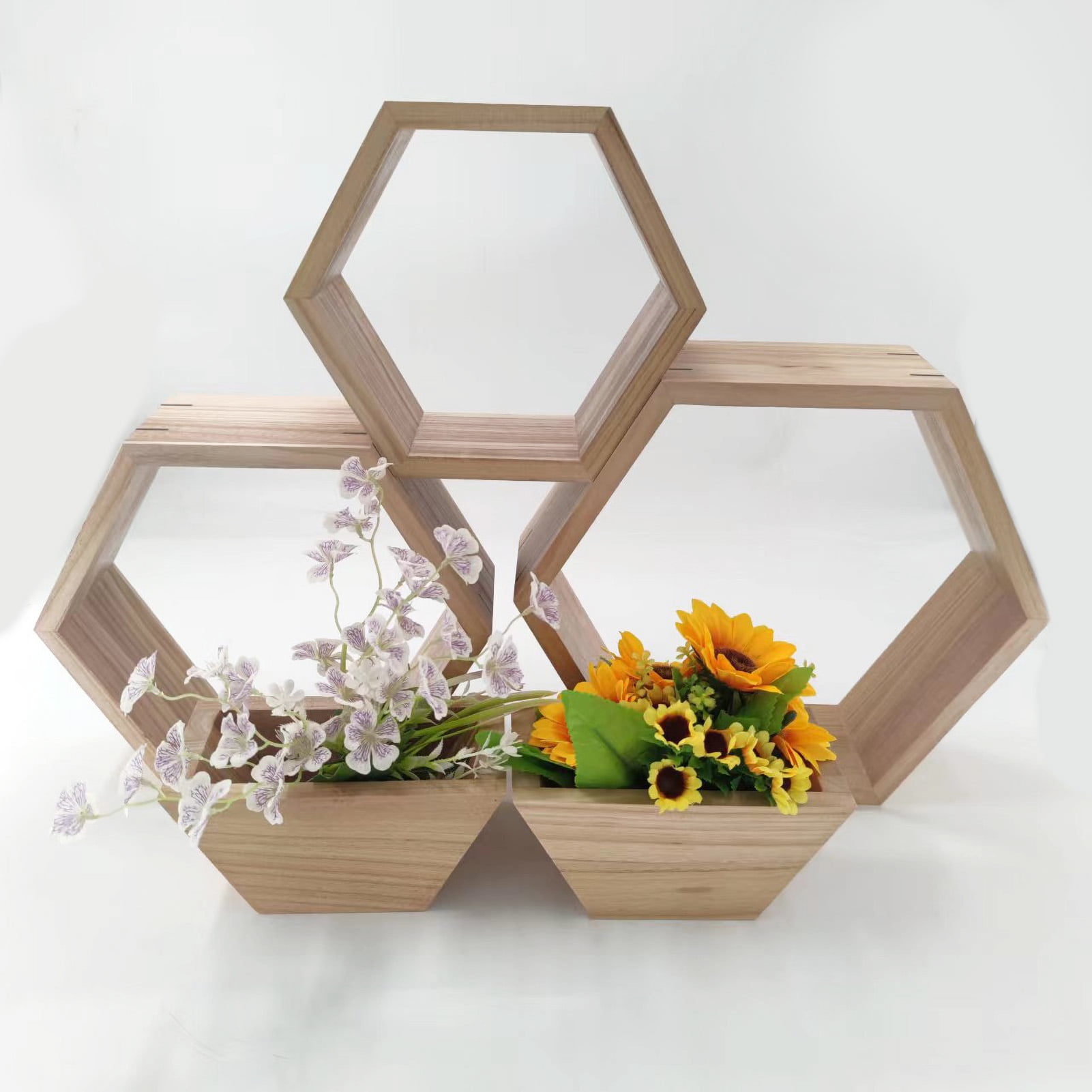 Click here for Mgaxyff Shelves Wooden Hexagonal Wall Mounted Floa... prices