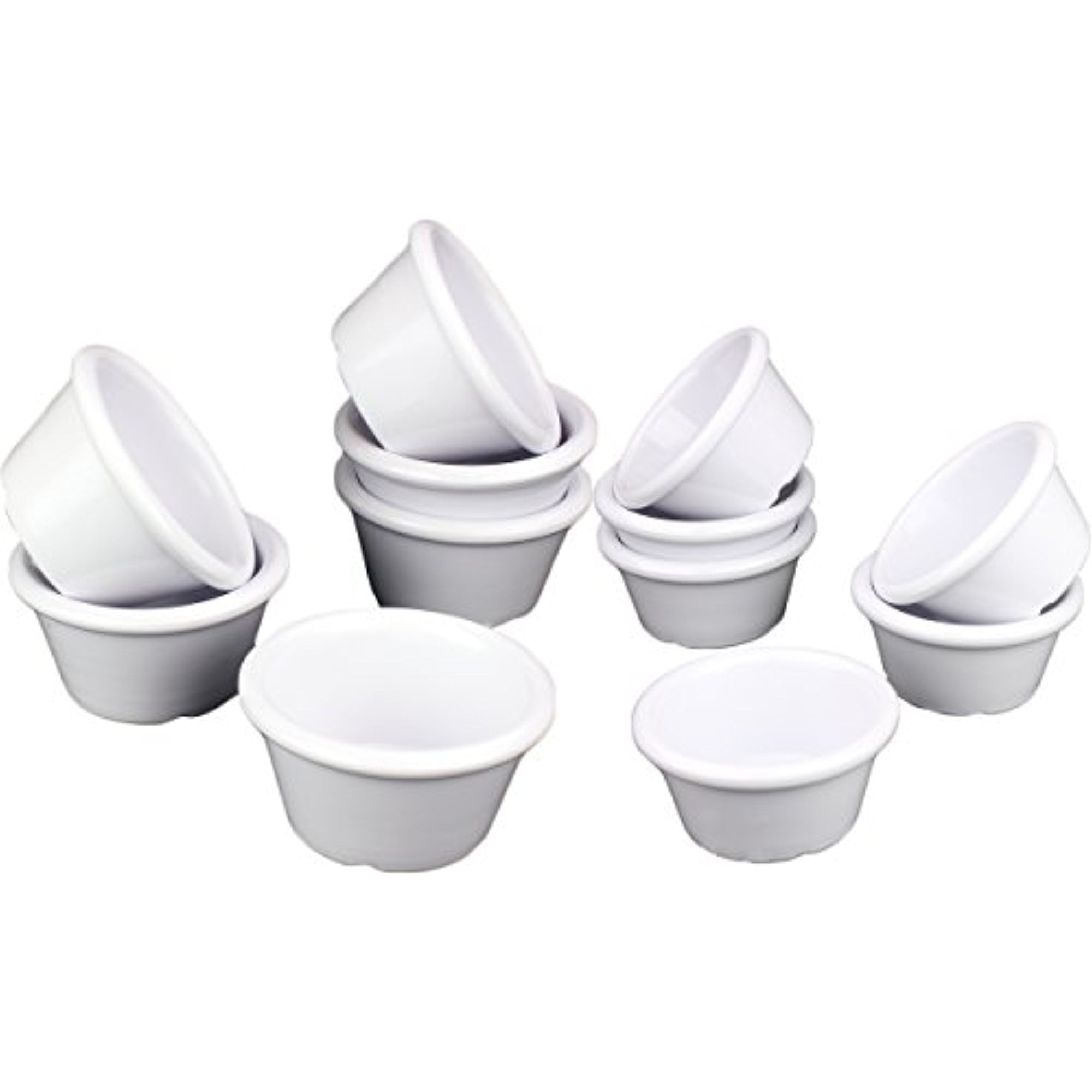 White Melamine Ramekin Set of 12 (2 Ounce & 4 Ounce) Stackable Mise en ...