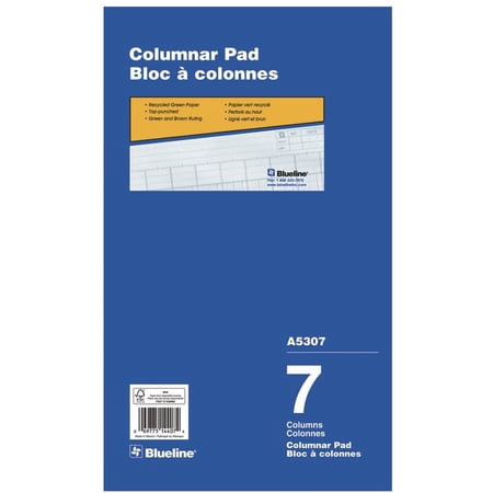Columnar Pad, Glued Top Binding, 7 Columns, 50 Sheets, 8-1/4" x 14 ...