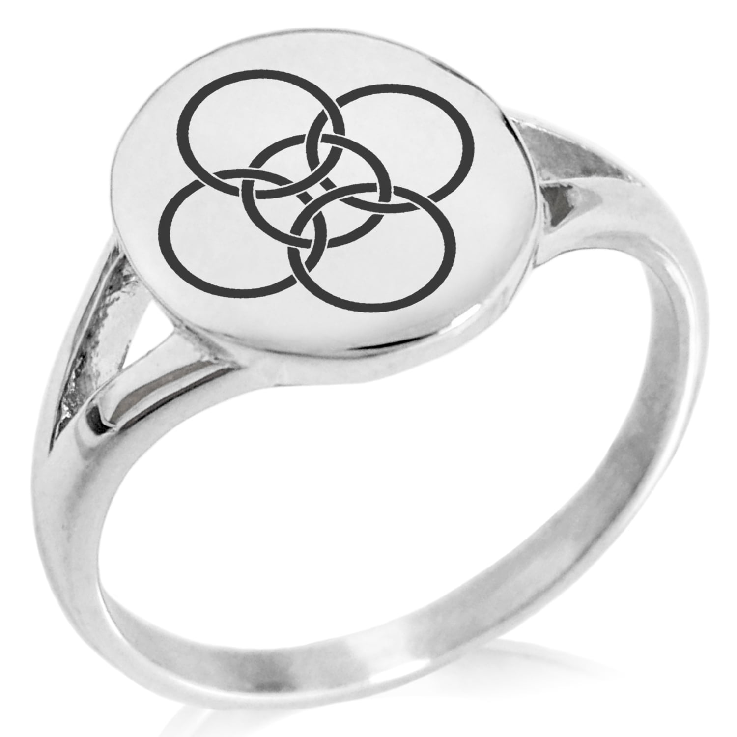 Stainless Steel Celtic Five Fold Fifth Elements Minimalist Oval Top ...