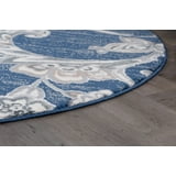 6ft Round Transitional Navy Round Area Rugs for Living Room | Bedroom ...