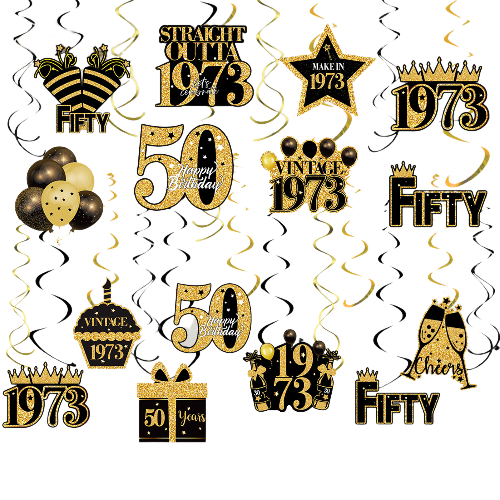 YIMIAO 1 Set Birthday Photo Props Paper Happy 30th 40th 50th Birthday ...