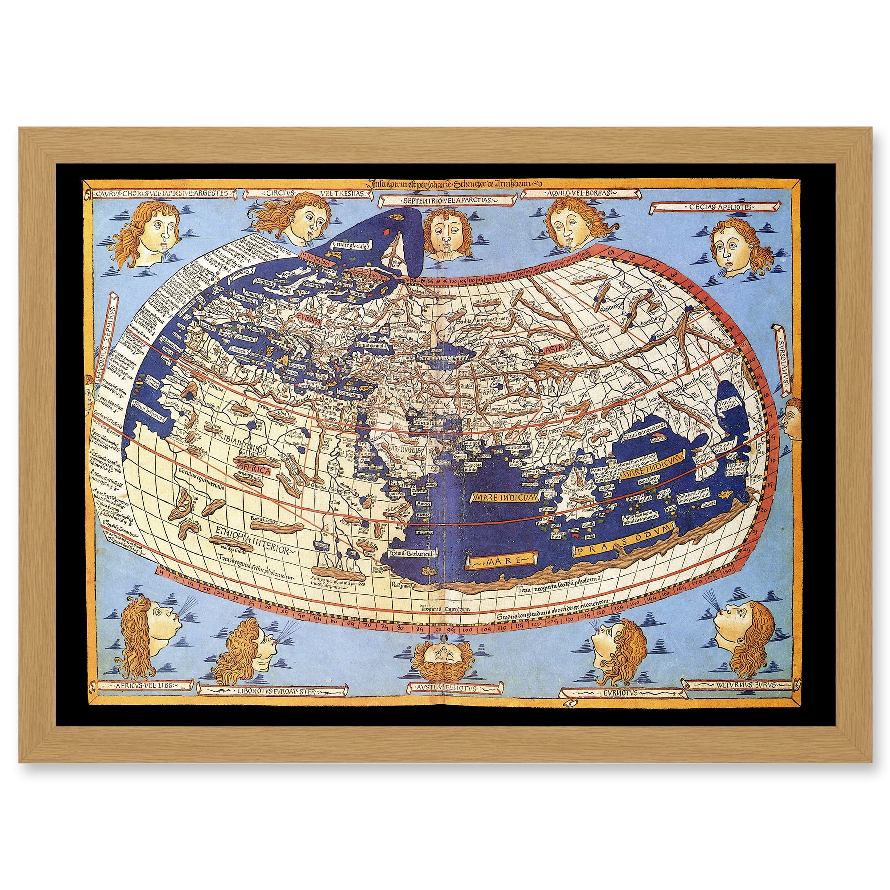 Antique Map Nicolas 1482 Ptolemy 2nd Century World Pictorial Artwork ...