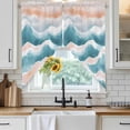 Abstract Wave Effect Swag Valances for Windows 36 inches Long, Blue ...