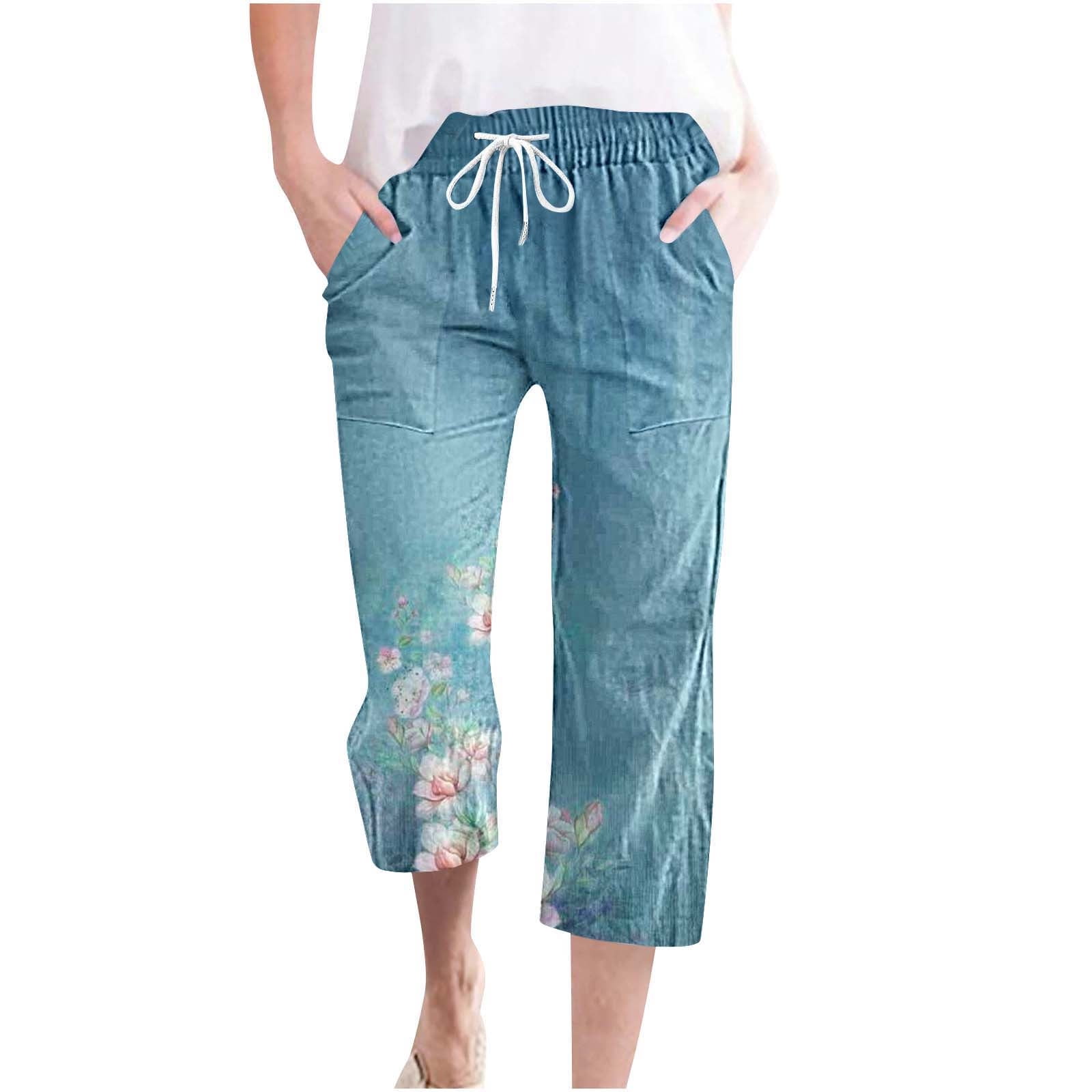 Click here for Lcziwo Womens Linen Wide Leg Capris capri Pants Fo... prices