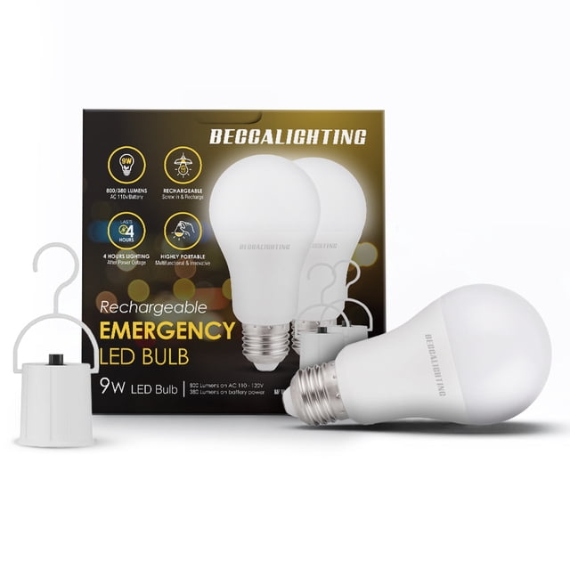 Emergency LED Light Bulb, Daylight White, 9W Portable Rechargeable Bulb ...