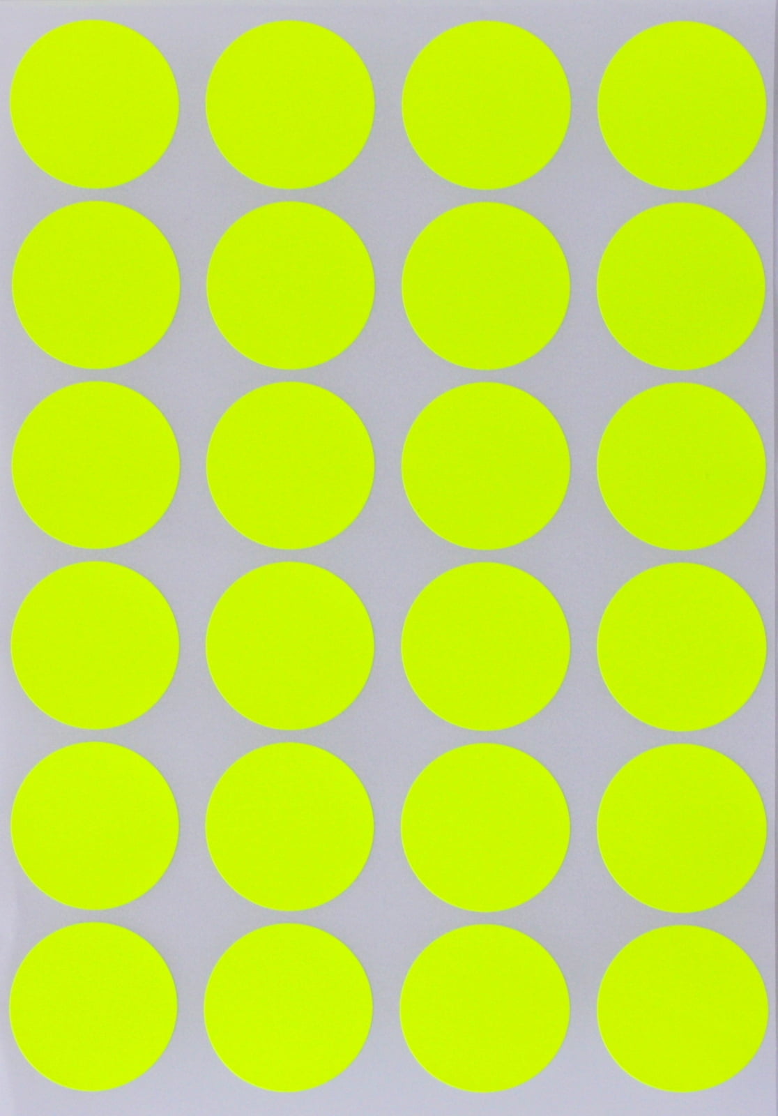 Royal Green 1 inch Round Colored Labels Sticker Dots - Neon Yellow 25mm ...