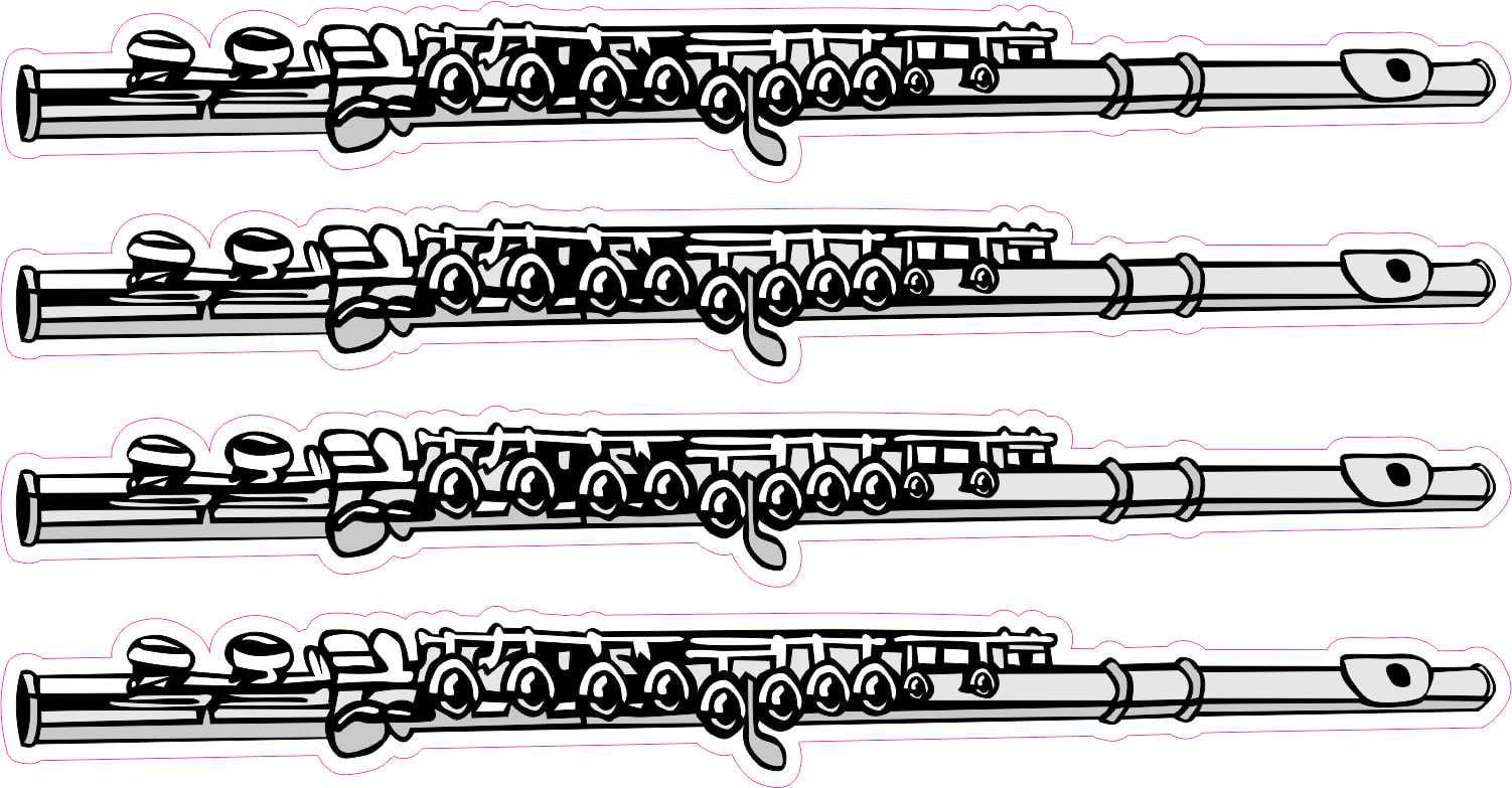StickerTalk Flute Vinyl Stickers, 1 sheet of 4 stickers, 5 inches x 0.6 ...
