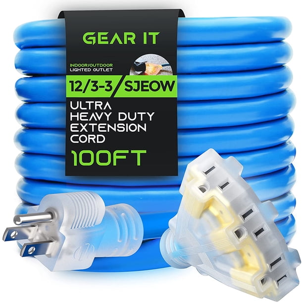 GearIT 10AWG Heavy Duty Indoor & Outdoor Weather Resistant Three Prong ...
