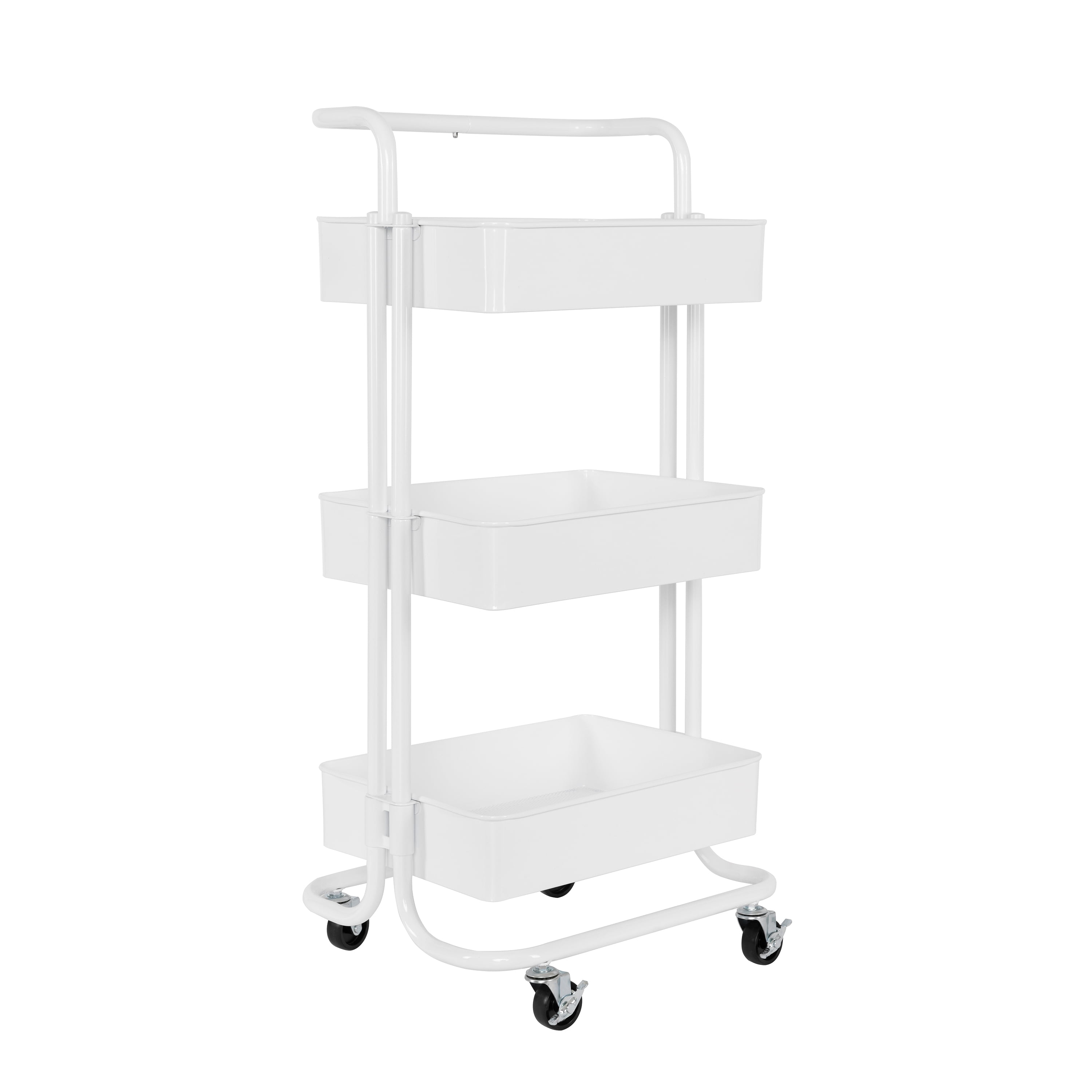 Seville Classics 3-Tier Steel Cart with Handle, White - Walmart.com
