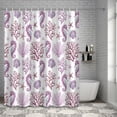 Bathroom Shower Curtain Pink Marine Life Seahorse Coral Waterproof ...
