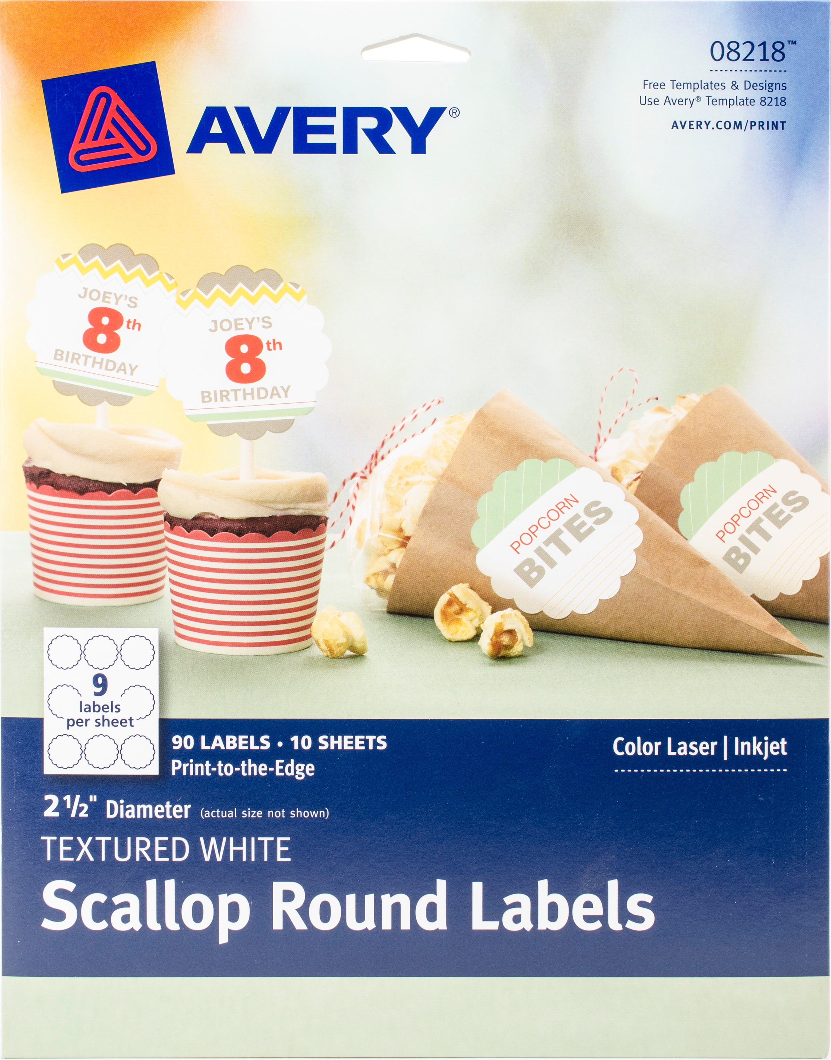 Textured Scallop Round Labels 2-1/2" 90/Pkg-White | Walmart Canada