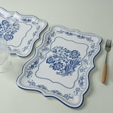 Efavormart 10 Pack White Blue Disposable Serving Trays with French ...