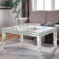 GA Home Silver Mirrored Coffee Table with Crystal Inlay, Modern Design ...