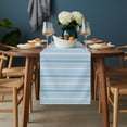 Blue Striped Table Runner, Boho Light Blue White Stripes Coastal ...