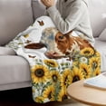 Cow Animal Fleece Throw Blanket Yellow Sunflower Farmhouse Daisy ...