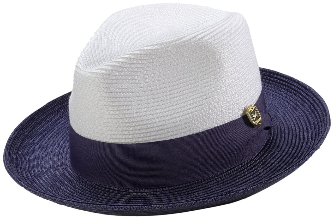 Men's Two-tone Pinch Hat Wide Brim Matching Grosgrain Ribbon Straw ...