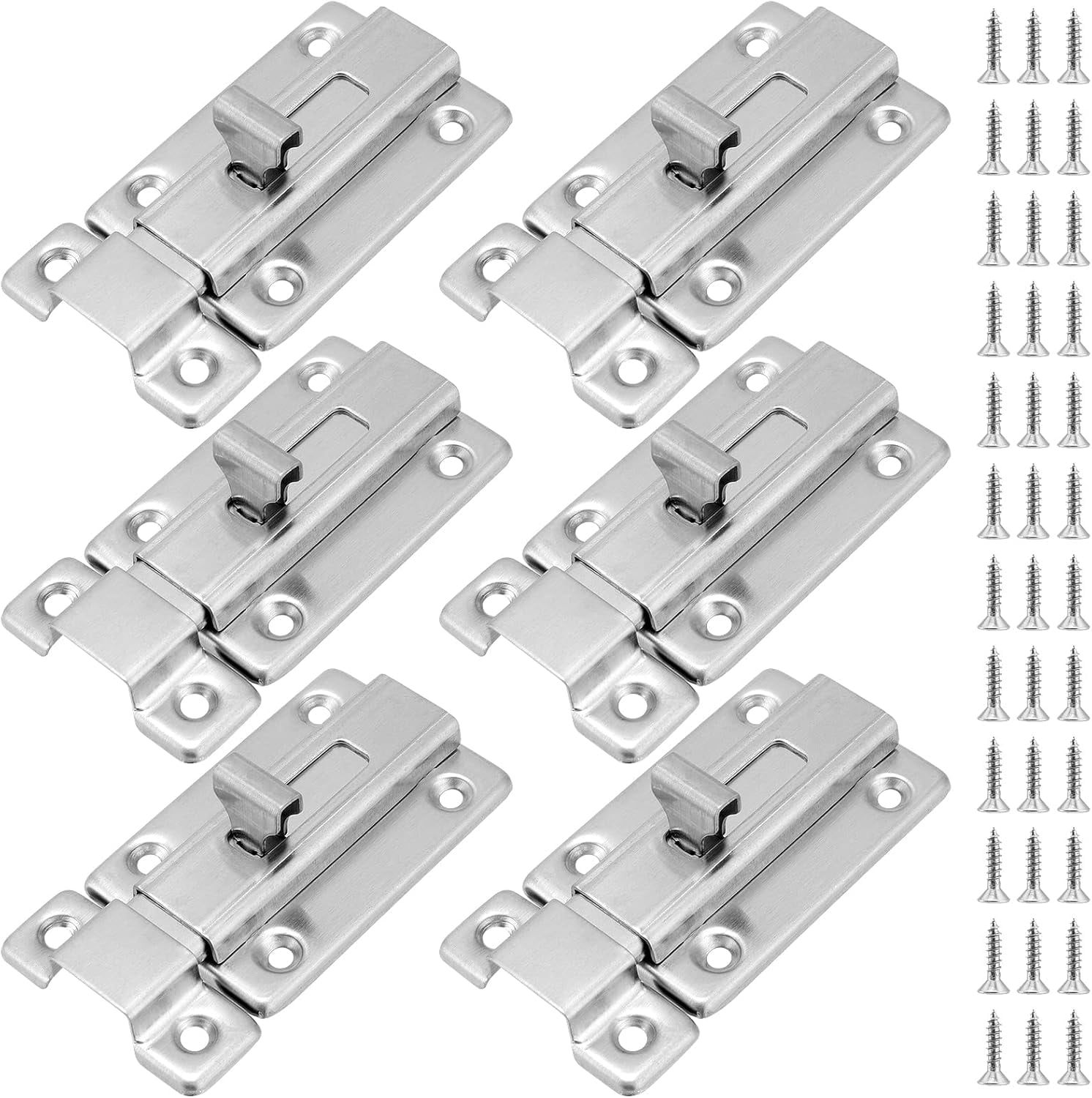 SHIQI-6 Pieces 3 Inches Stainless Steel Door Latch, Sliding Lock Barrel ...