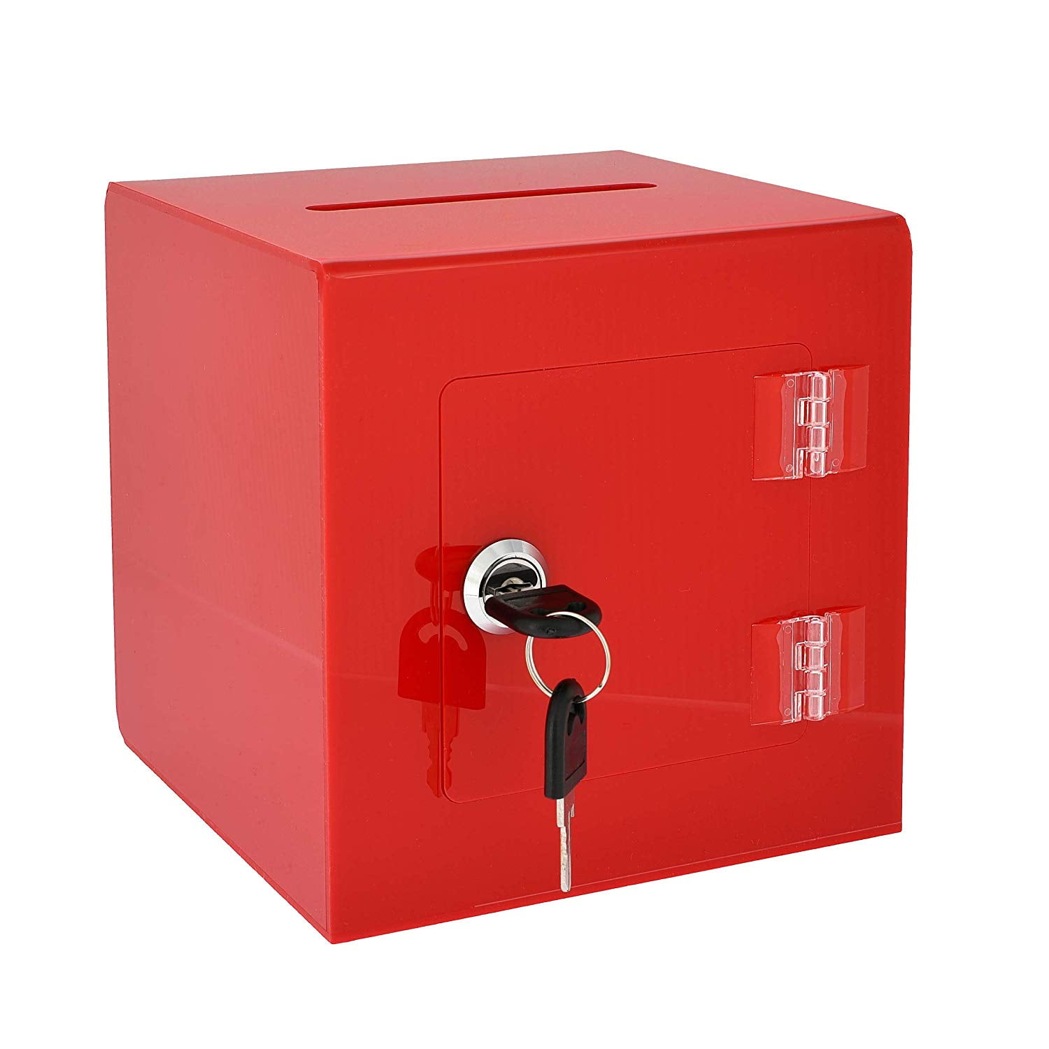 AdirOffice Acrylic 6 x 6 Locking Rear Door Suggestion Donation Box, Red ...