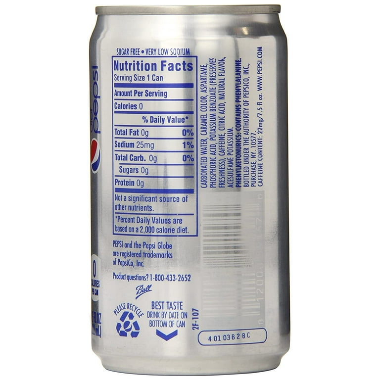 Diet Pepsi Nutrition Label