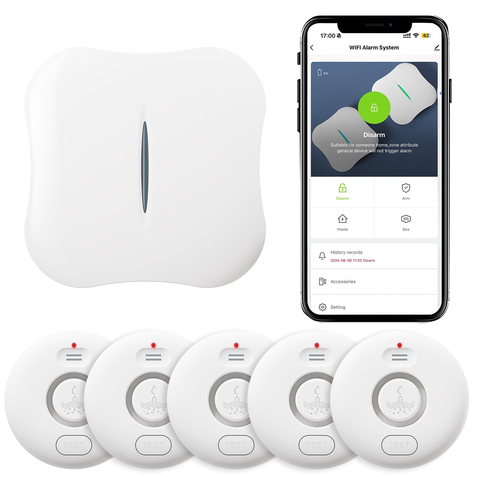 Detectores de fugas de agua RUIKORING WiFi, paquete de 5 con alarma de ...