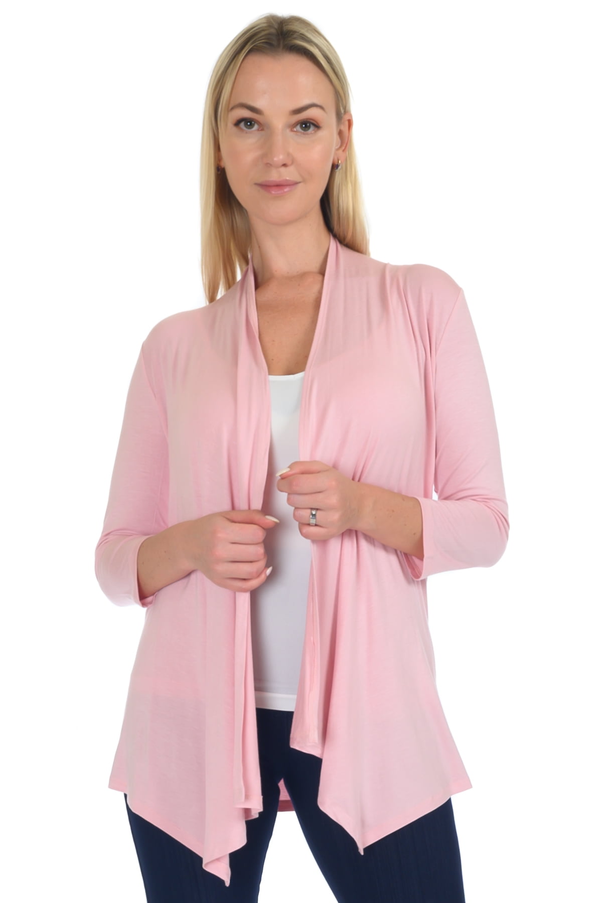 Simply Ravishing Women's Basic Assymetrical 3/4 Sleeve Open Drape ...