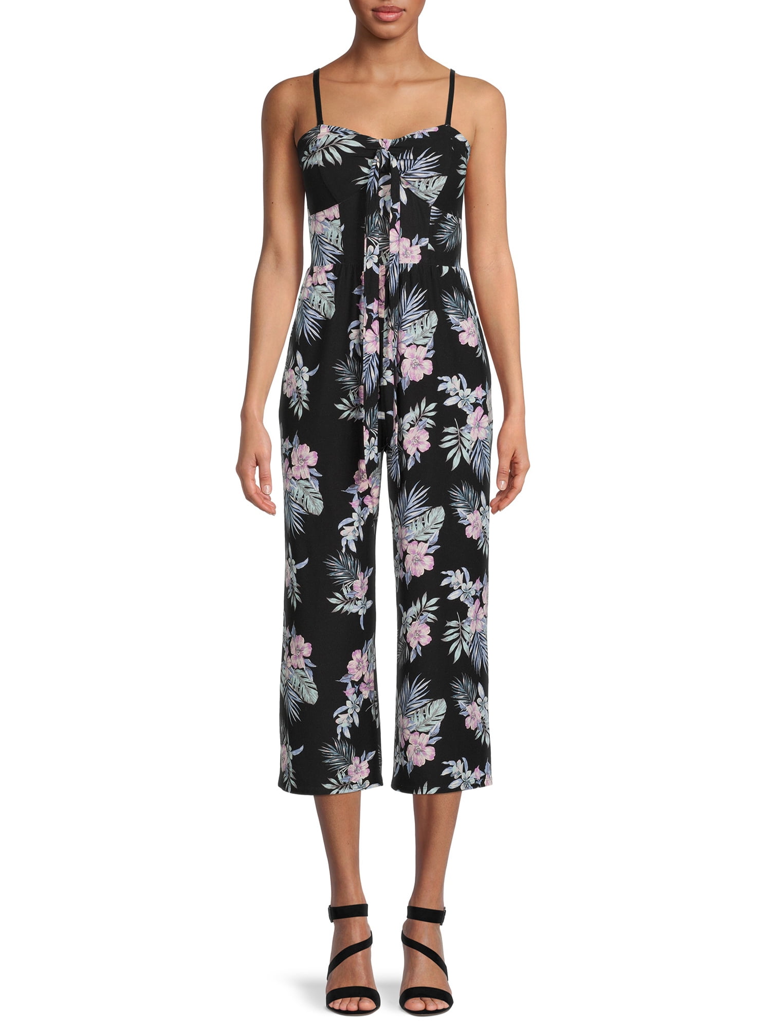 No Boundaries Tie Front Strapless Jumpsuit