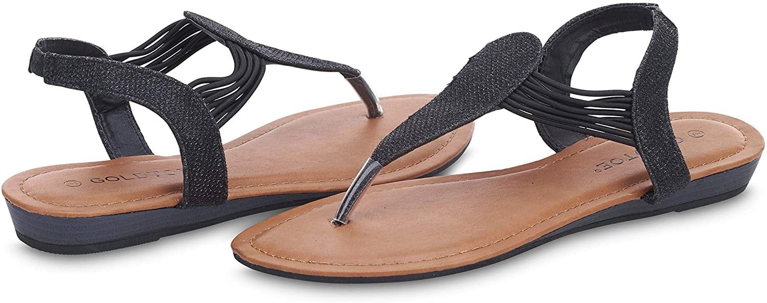 Gold Toe Women’s Lurex Thong Slides with Elastic Back Strap Sandals ...