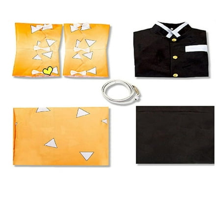 Kids Zenitsu Coat Agatsuma Costume Demon Slayer Anime Cosplay Suit Full ...