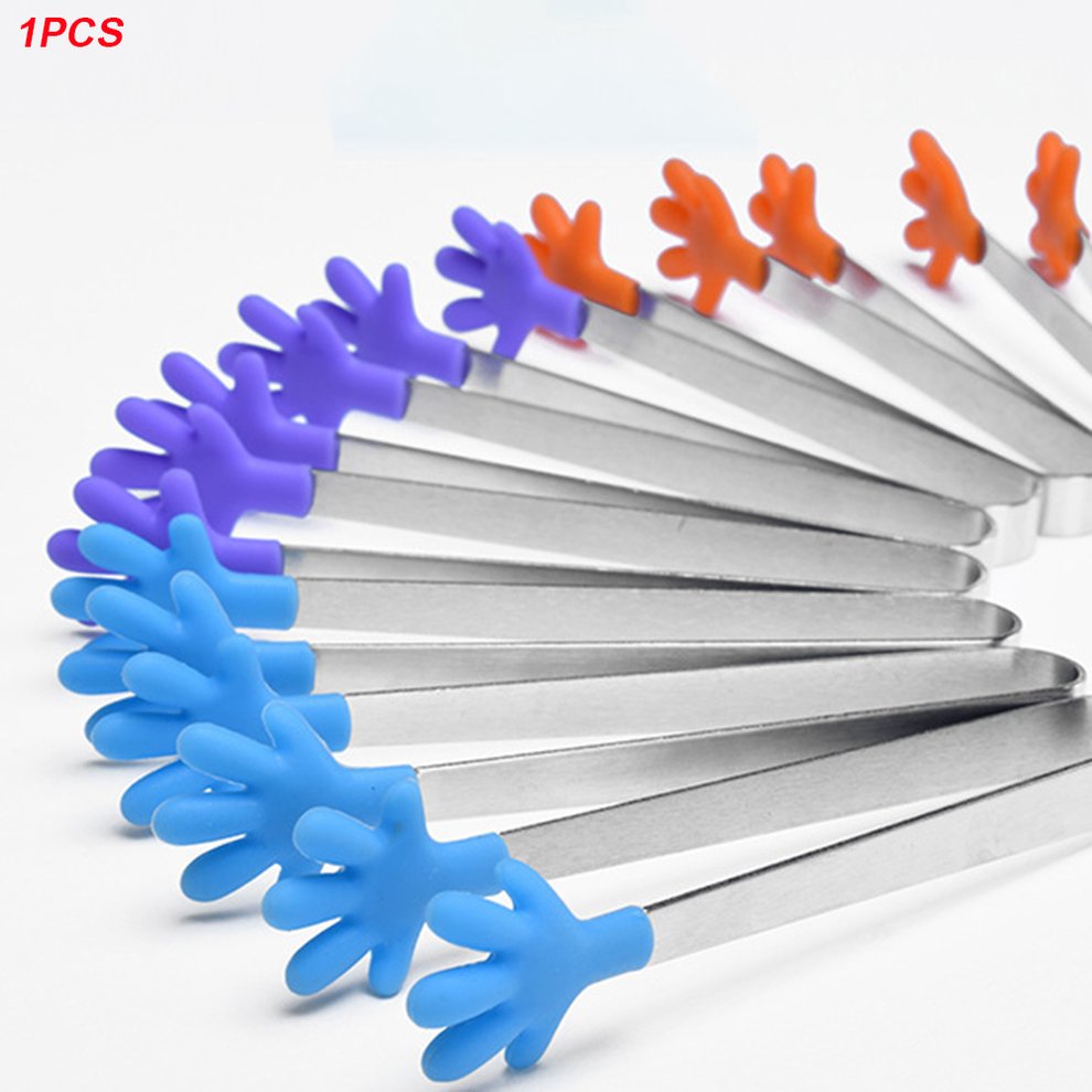 Small palm silicone clip non-slip ice clip stainless steel mini food ...