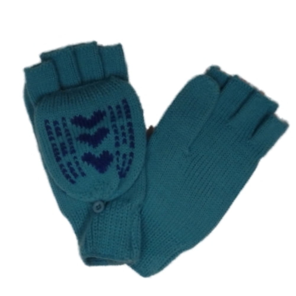 Urbanology - Urbanology Womens Aqua Blue Fingerless Knit Gloves ...