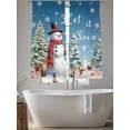 Dark Blue Snowman Christmas Sheer Curtains 72 Inch Length 2 Panels Set ...