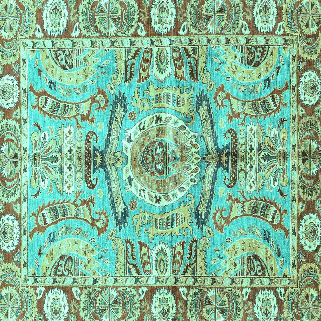 Ahgly Company Indoor Square Abstract Turquoise Blue Modern Area Rugs, 3 ...
