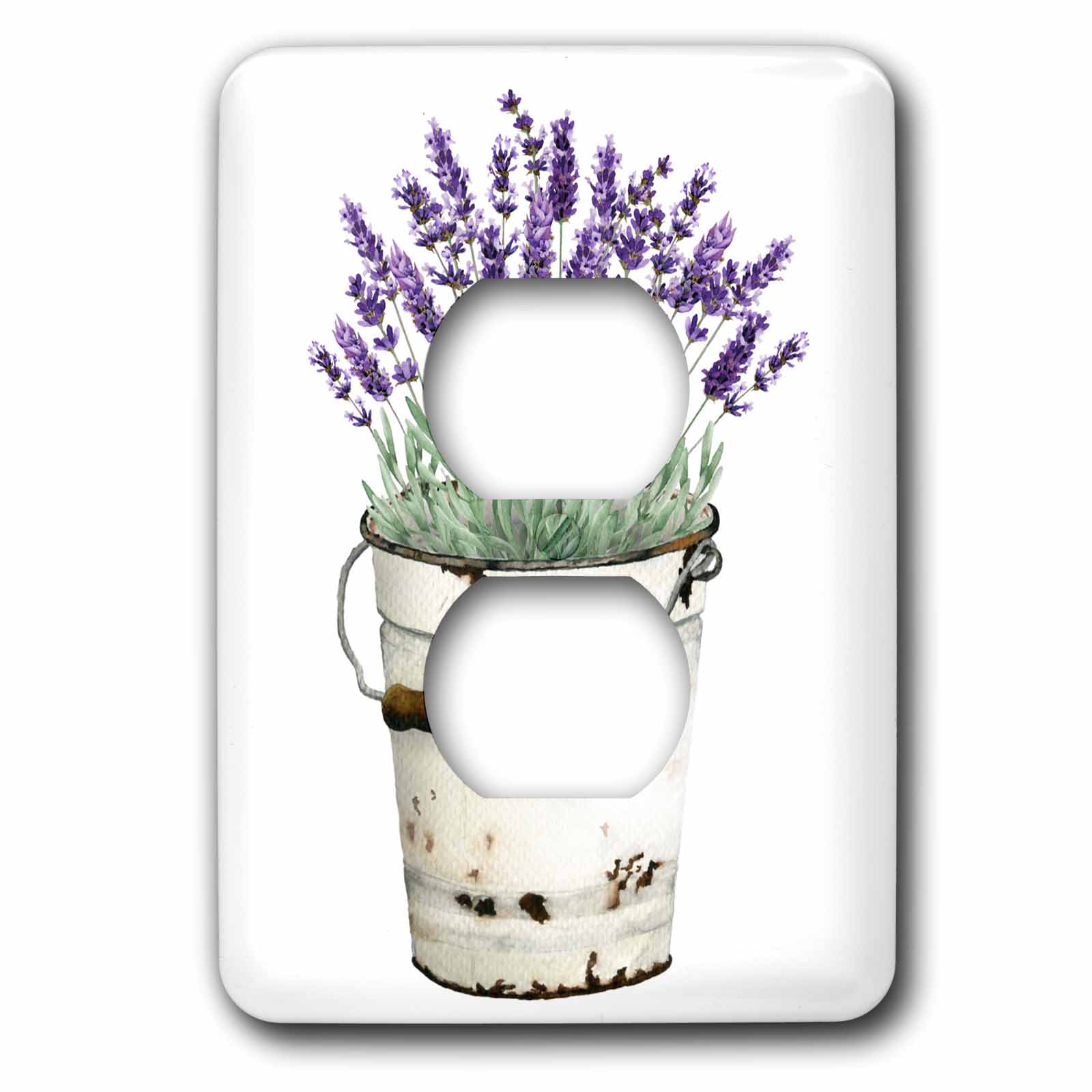 3dRose Image Of Watercolor Rusty White Bucket Of Lavender Illustration ...