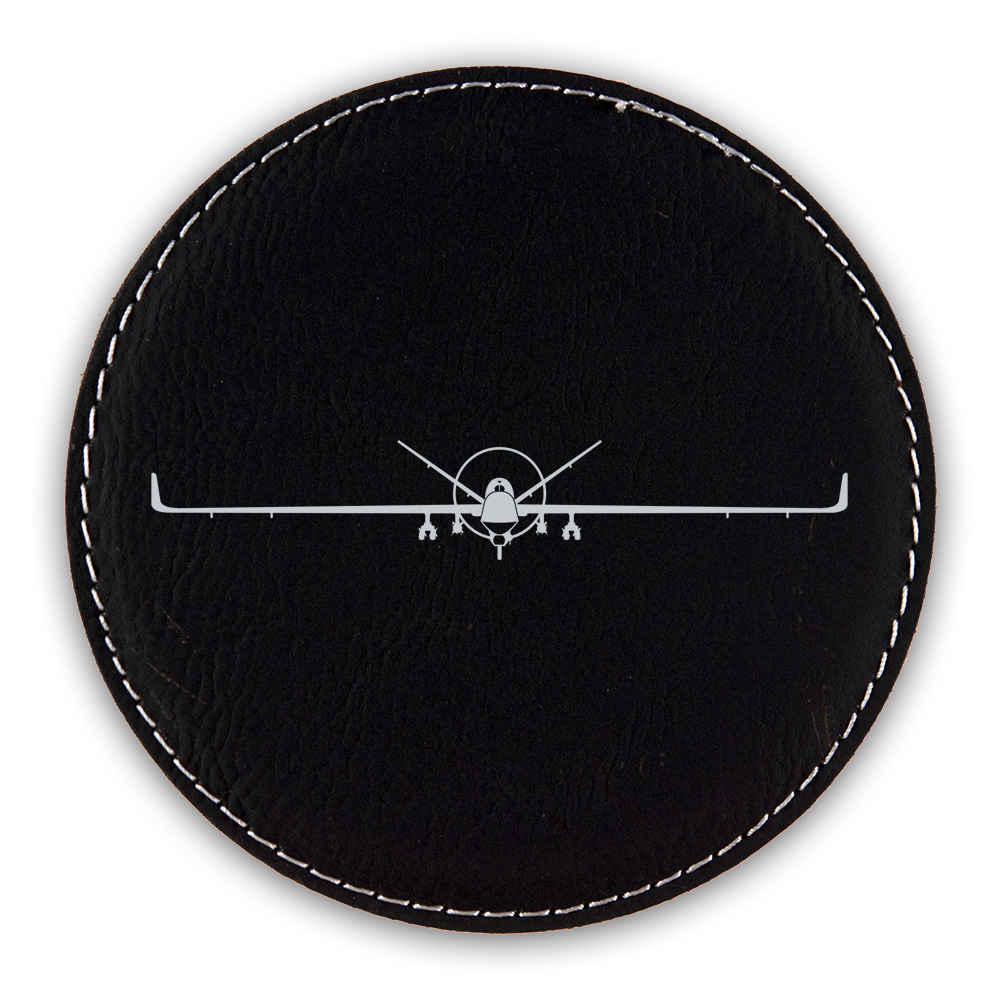 MQ-9B SkyGuardian Coaster Laser Engraved Leatherette - Round Coasters ...