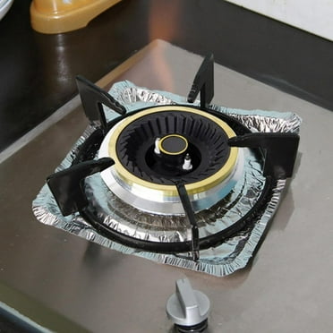 Luxtrada 4 Pcs Non-Stick Aluminum Foil Square Gas Reusable Top Burner ...