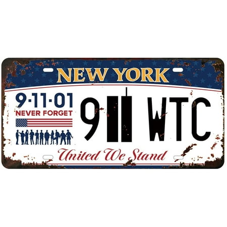Panguru Never Forget Twin Towers 911 Memorial License Plate, Embossed ...