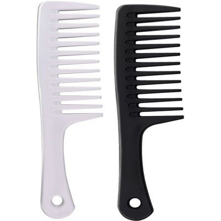 2 Pack Wide Tooth Comb, Large Handle Detangling Comb Wide Teeth Hair ...