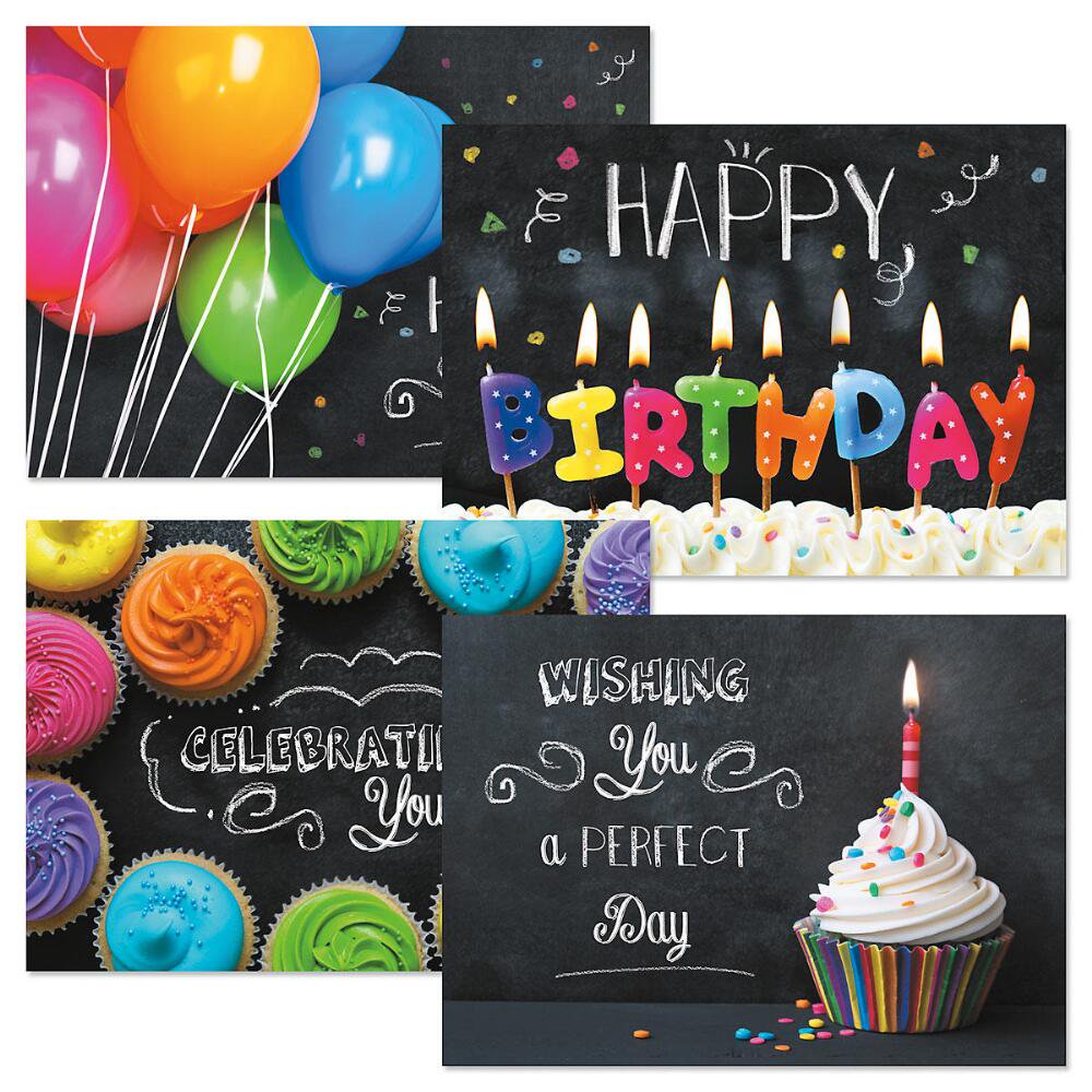 Bright On Black Birthday Cards Set Of 8 4 Designs Large 5 X 7 bright-on-black-birthday-cards-set-of-8-4-designs-large-5-x-7