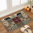 Animal Patchwork Door Mat Forest Farmhouse Bear Deer Tree Pinecon Red ...