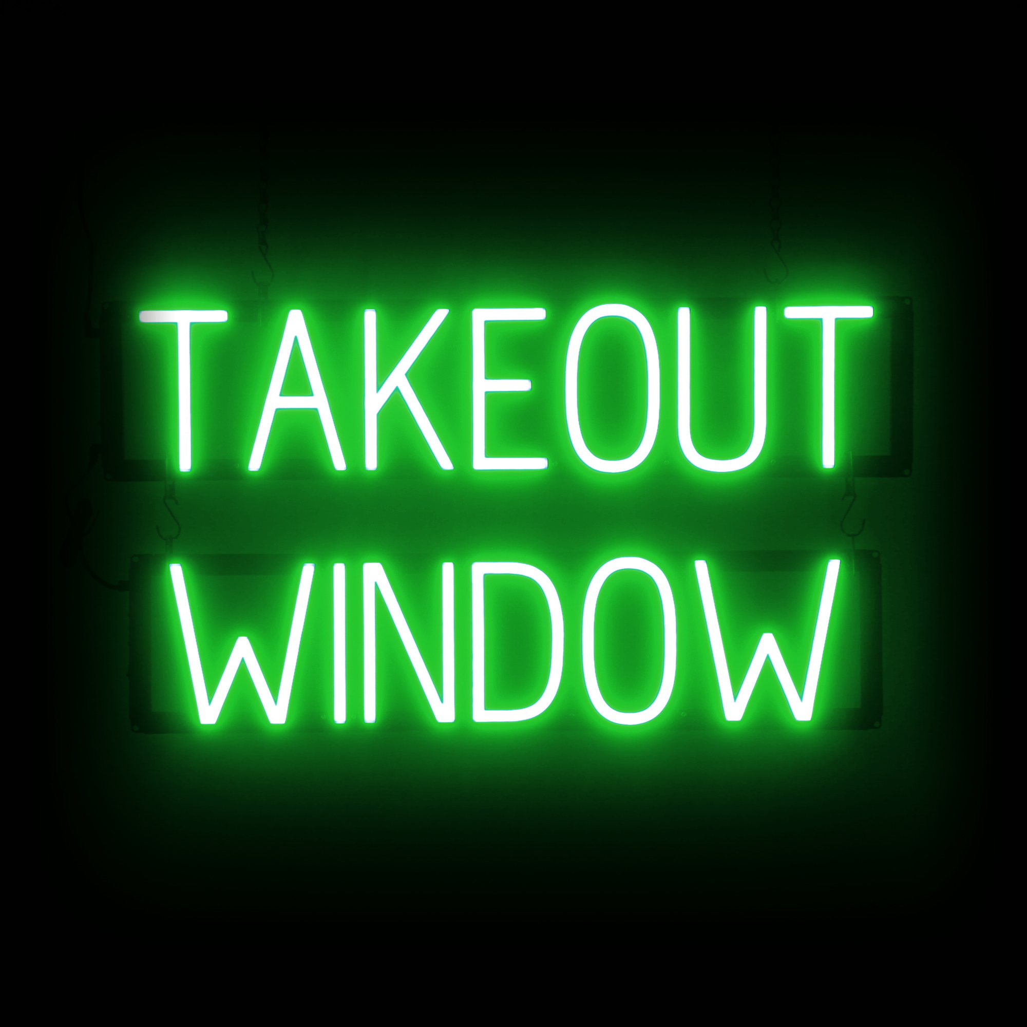 SpellBrite TAKEOUT WINDOW LED Sign for Business. 28.1" x 15" Green ...