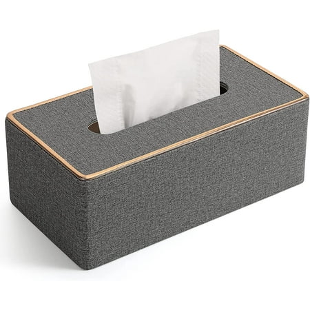 Tissue Box Cover, PU Leather Tissue Box Holder Rectangular Kleenex Box ...