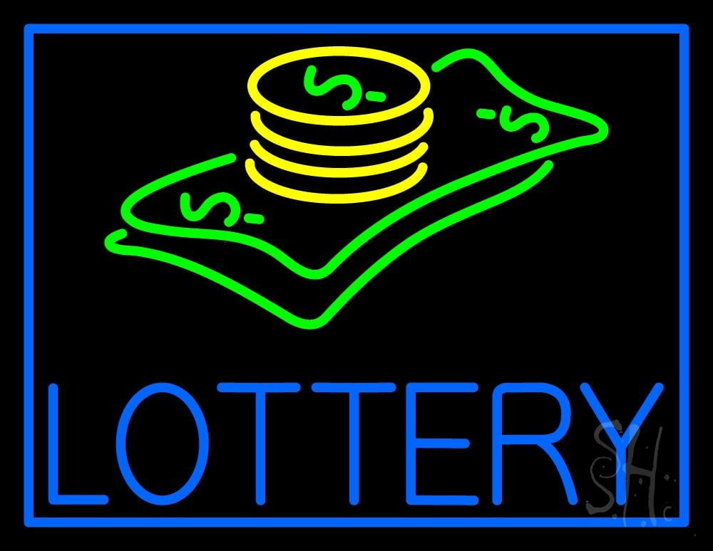 Blue Lottery Logo LED Neon Sign 15 x 19 - inches, Black Square Cut ...