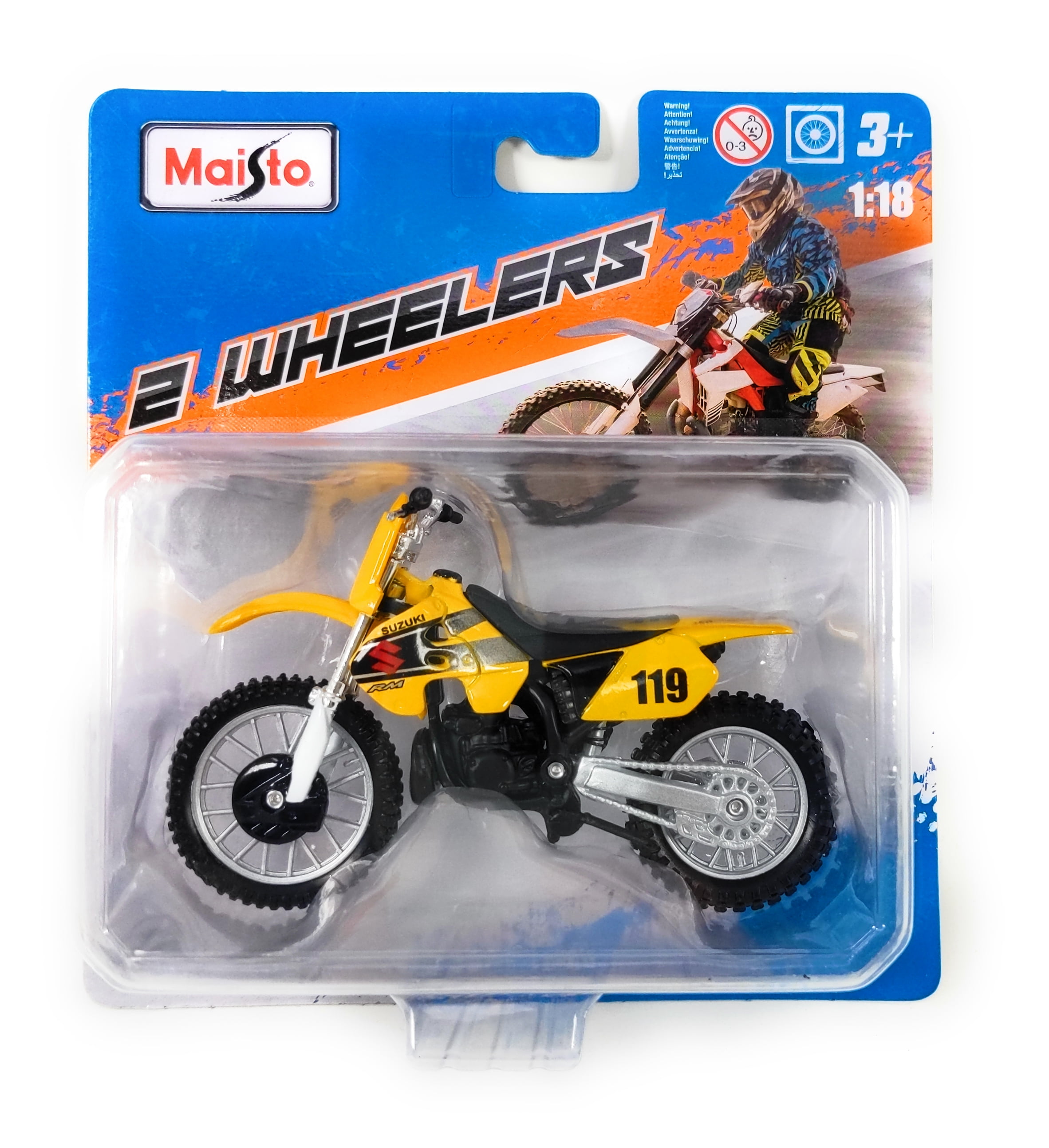 Maisto 2 Wheelers Suzuki RM250 Yellow Dirt Bike Motorcycle 1:18 Scale ...