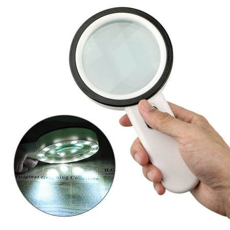 30X Handheld Magnifying Glass with 12 LEDs Light, High Power Handheld ...