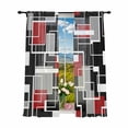 Abstract Lines Sheer Curtains for Living Room Bedroom, Black Gray Red ...