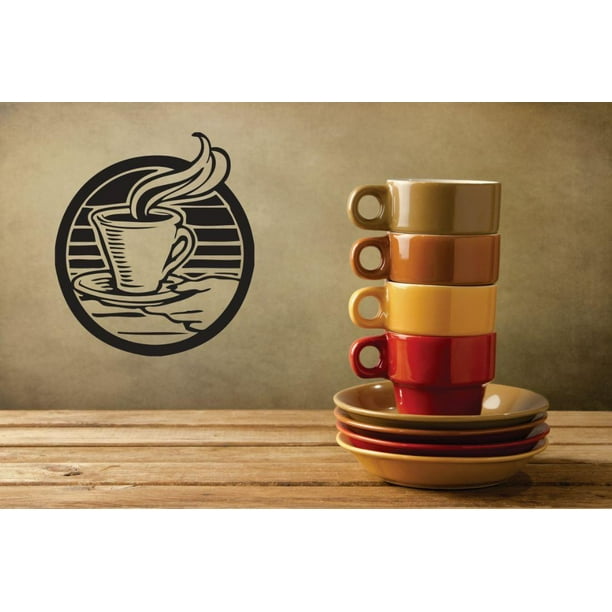 Custom Wall Decal Vinyl Sticker : Coffee Cup Heart Design Kitchen ...