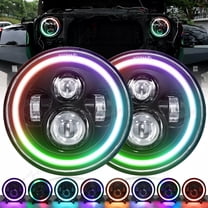CHUSYYRAY 7" inch RGB Round LED Headlight Halo Angel Eyes DRL - for ...